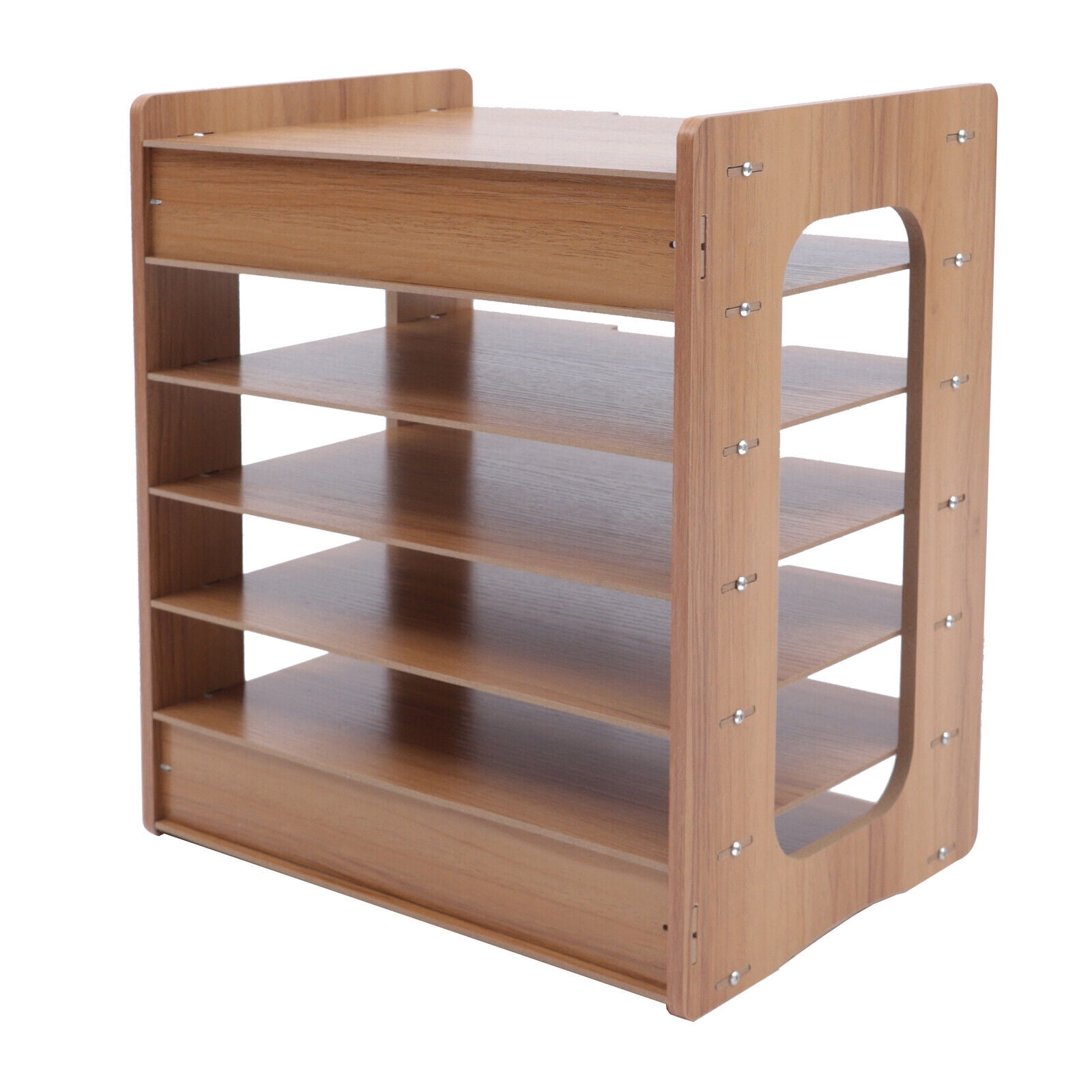 7-Layer Wood Desktop Organizer Paper File Holder Document Storage Rack ...