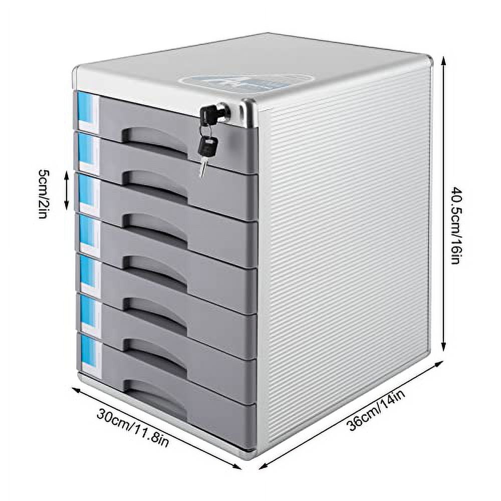 7 Layers Desktop Drawer Organizer w/Lock 12''×14''×16'' Storage File ...