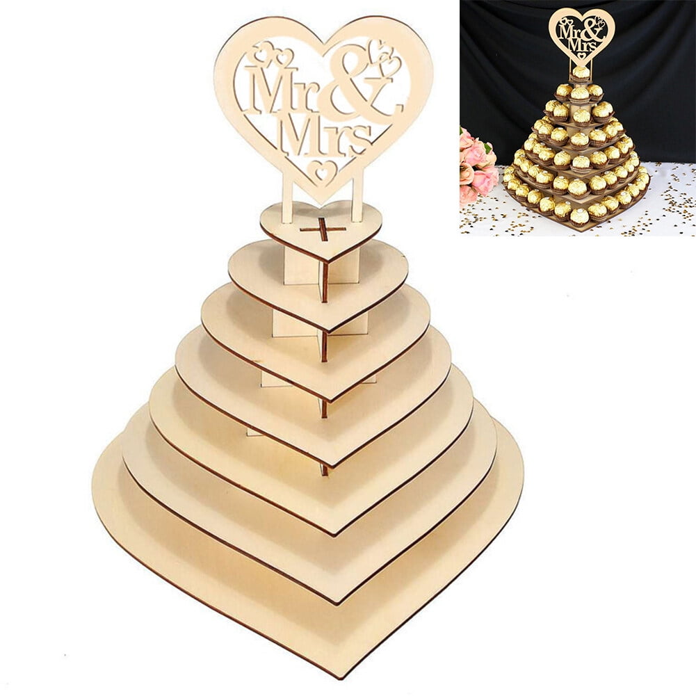 7 Layers Mr & Mrs / I Love You Wooden Chocolate Candy Snack Heart ...