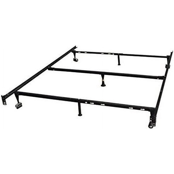 7-Leg Heavy Duty Adjustable Metal Queen Size Bed Frame with Center ...