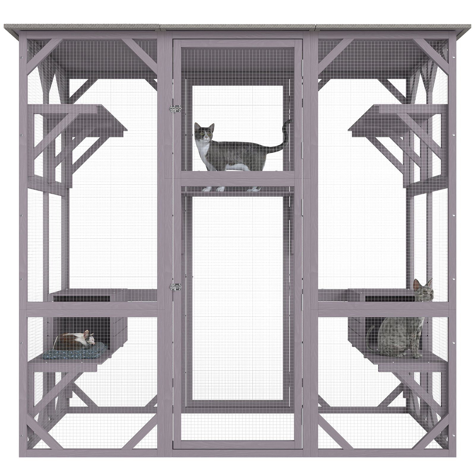 7-Level Outdoor Catio Playpen for Multiple Cats, Large Enclosure with 5 ...
