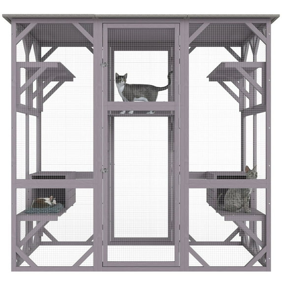 7-Level Outdoor Catio Playpen for Multiple Cats, Large Enclosure with 5 ...