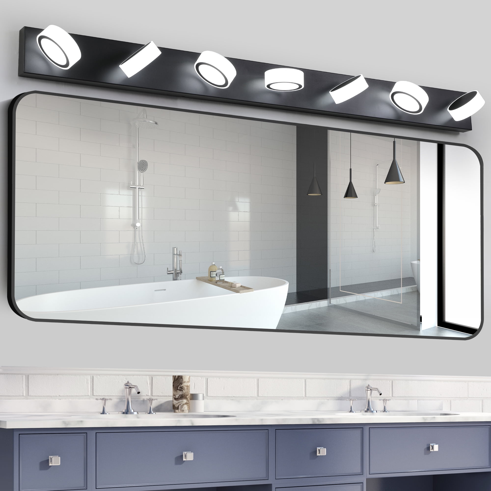 7 Light Modern Rotating Oval Lampshade 52.2in Metal Vanity Light ...