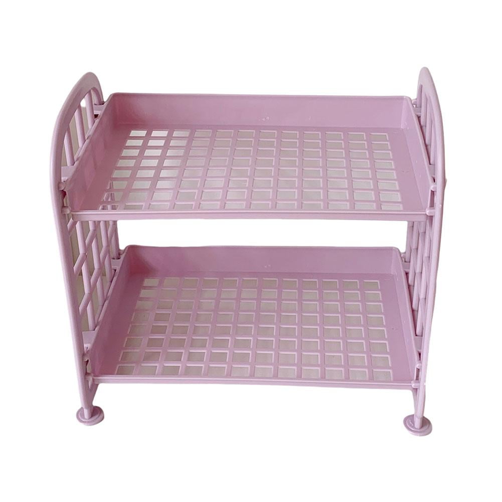 7# Light Purple Double Layer Storage Rack Cosmetic Folding Storage Rack ...