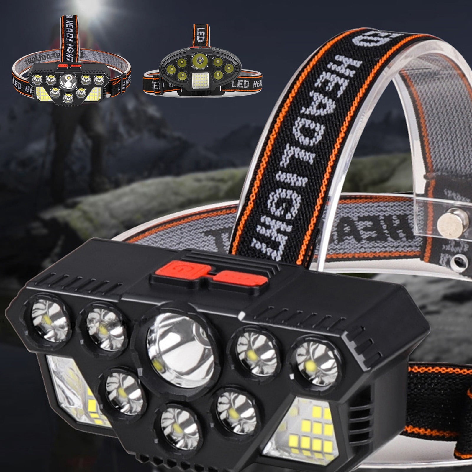 7-Light Usb Led Headlights,8 High Brightness White Lights,Long Range ...