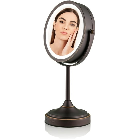 7'' Lighted Makeup Mirror with 1X/7X Magnification, Cordless Tabletop ...