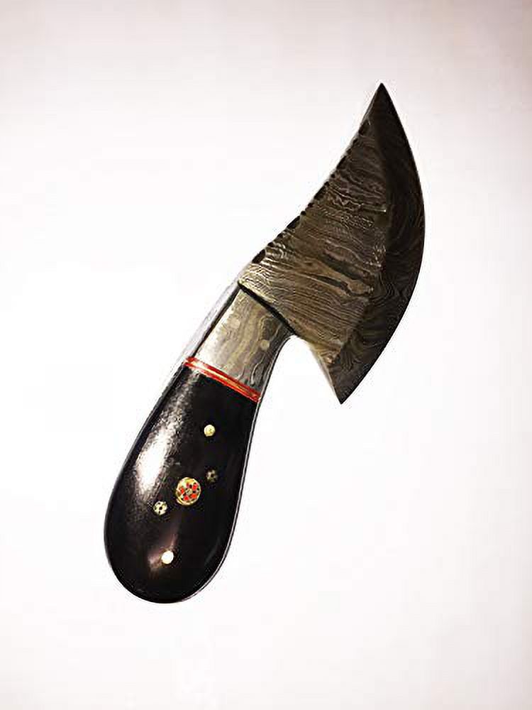7" Long Compact Hand Forged Damascus Steel Wide Blade Skinning Knife ...