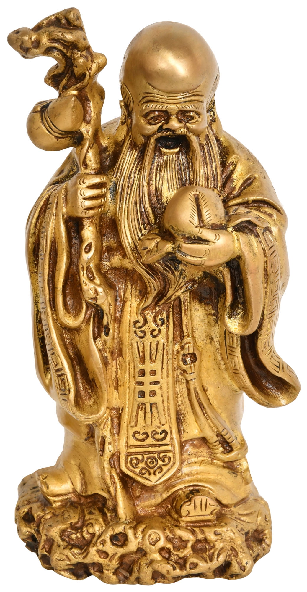 7 Inch Longevity Shou Brass Statue - Handmade Made in India - Walmart.com