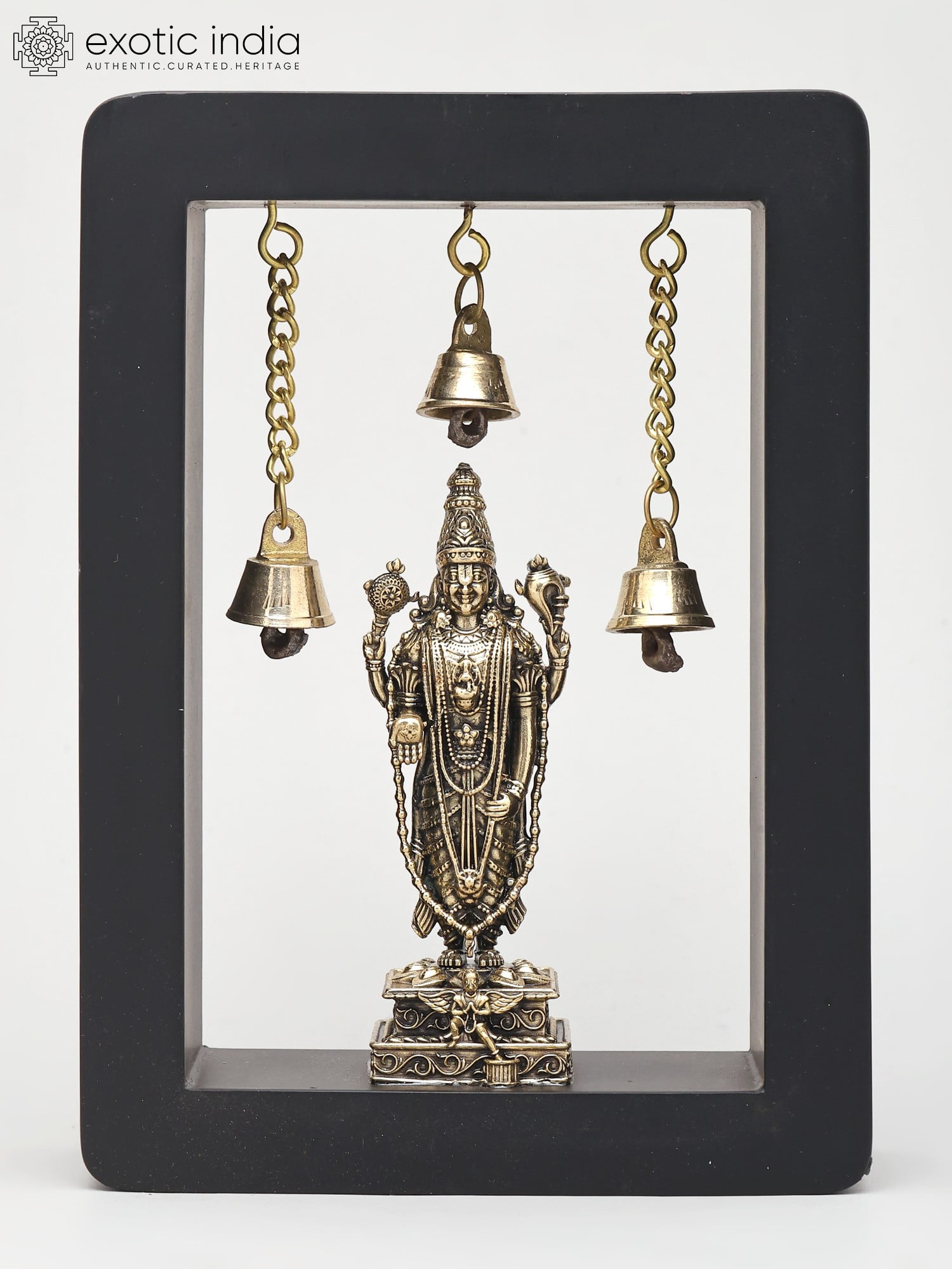 7" Lord Tirupati Balaji (Venkateswara) with Wood Frame | Brass Statue ...