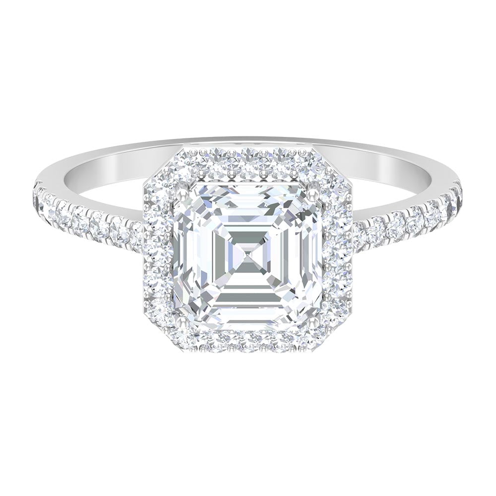 Rosec Jewels Moissanite Asscher Cut Engagement Ring 3 Carat - 8 mm ...