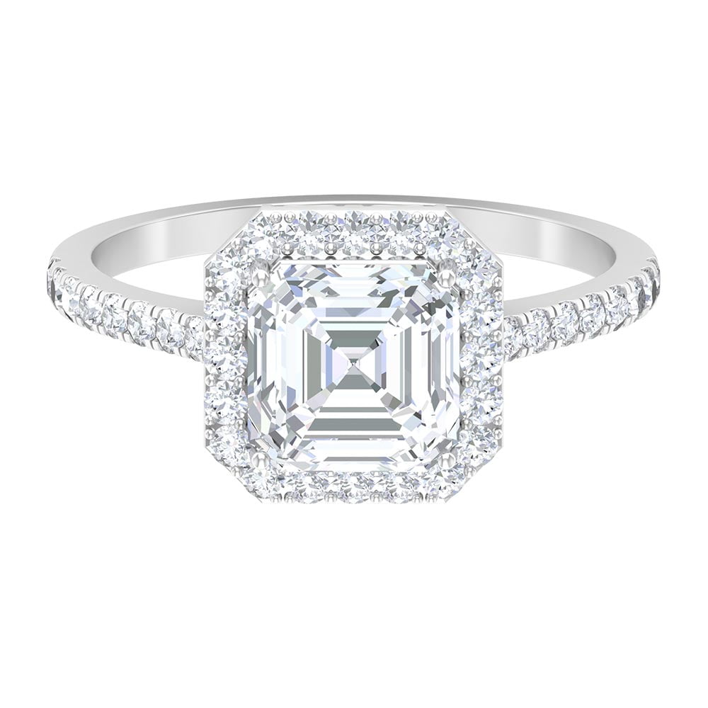 7 MM Asscher Cut Moissanite Engagement Ring for Women (2.75 CT), Moissanite Crown Engagement ...