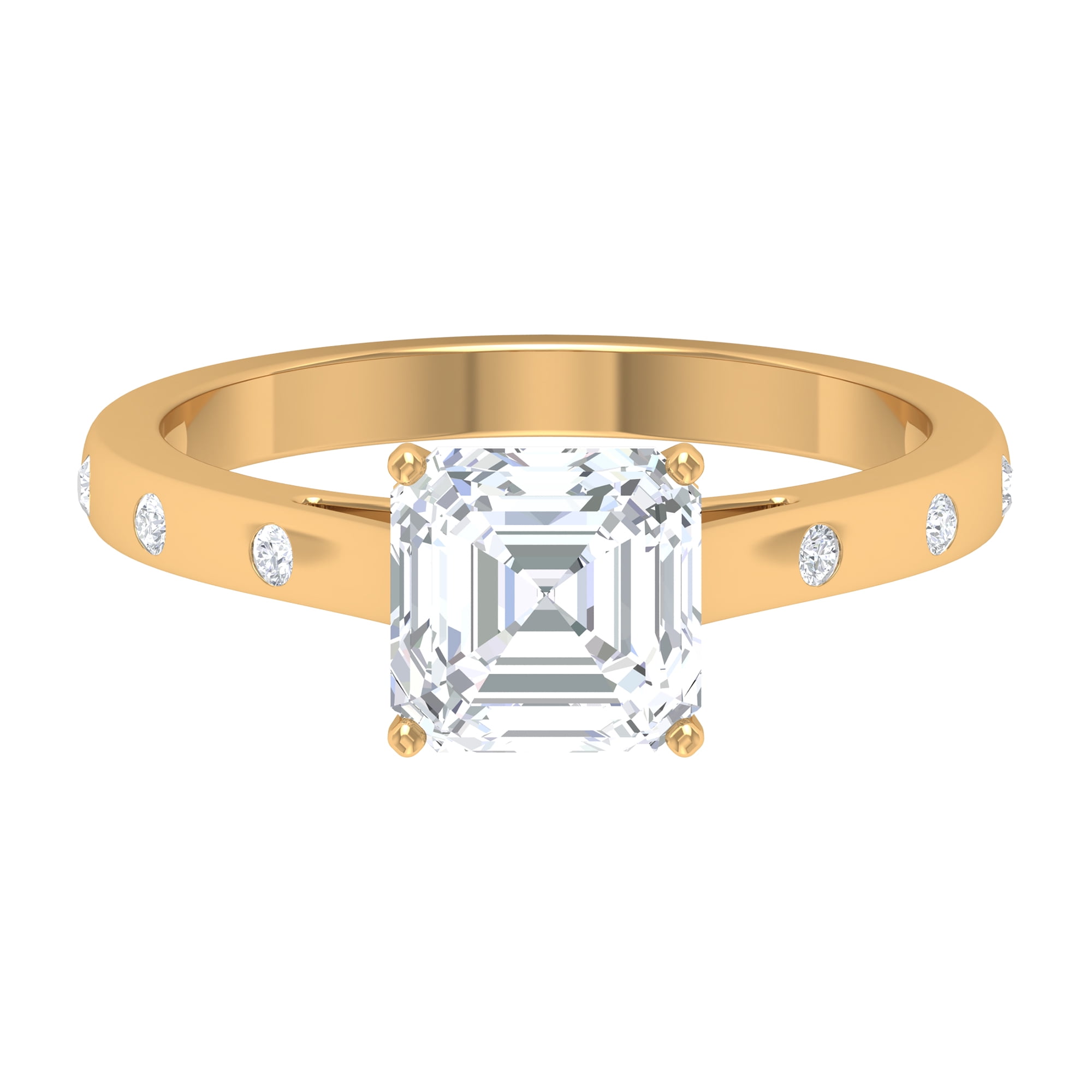 Rosec Jewels 7 MM Asscher Cut Moissanite Solitaire Ring in 4 Prong Peg ...