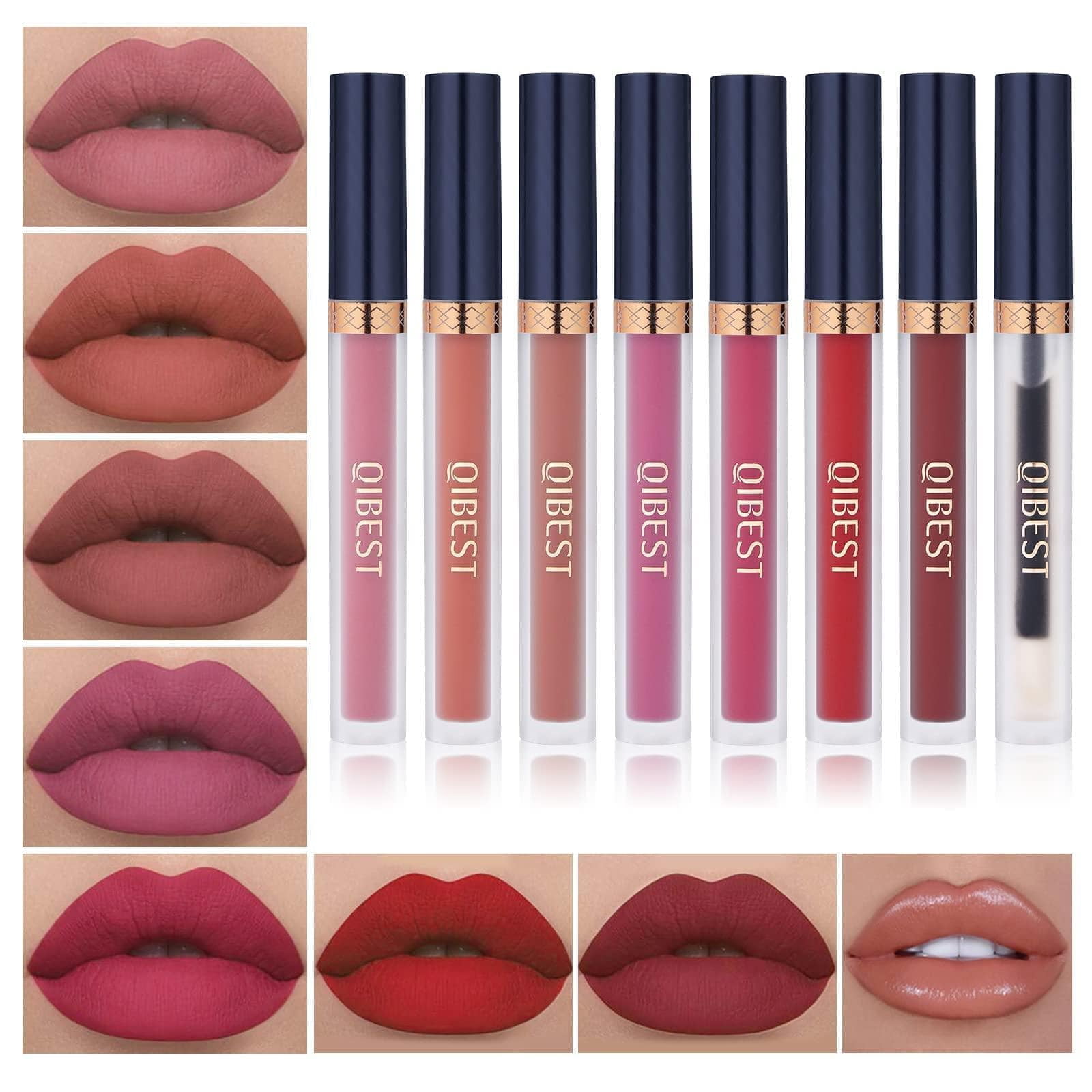 7 Matte Liquid Lipstick +1 Lip Plumper Makeup Set Kit, Pigmented Long ...