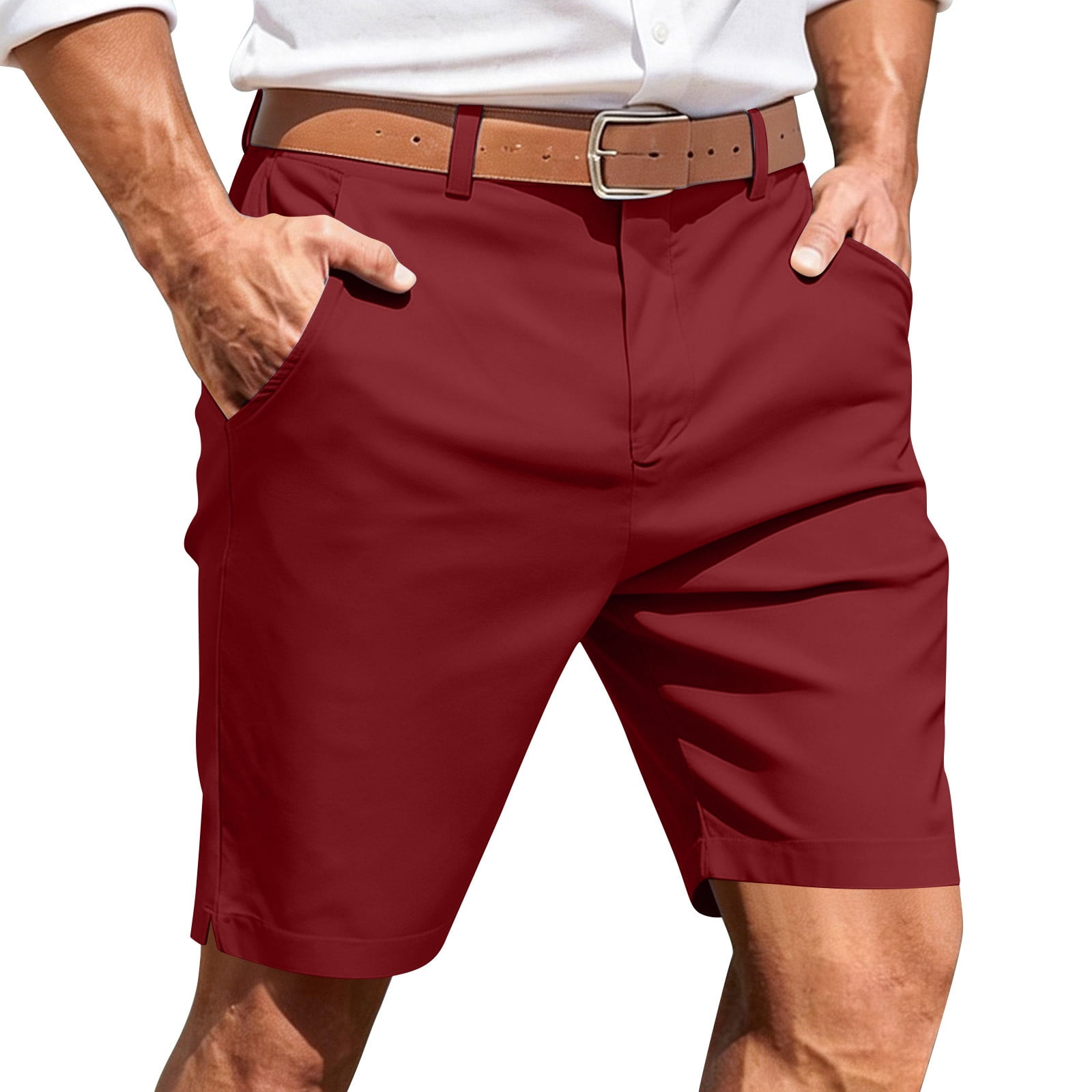 7" Mens Business Casual Dress Shorts Button Elastic Waist Work Golf ...