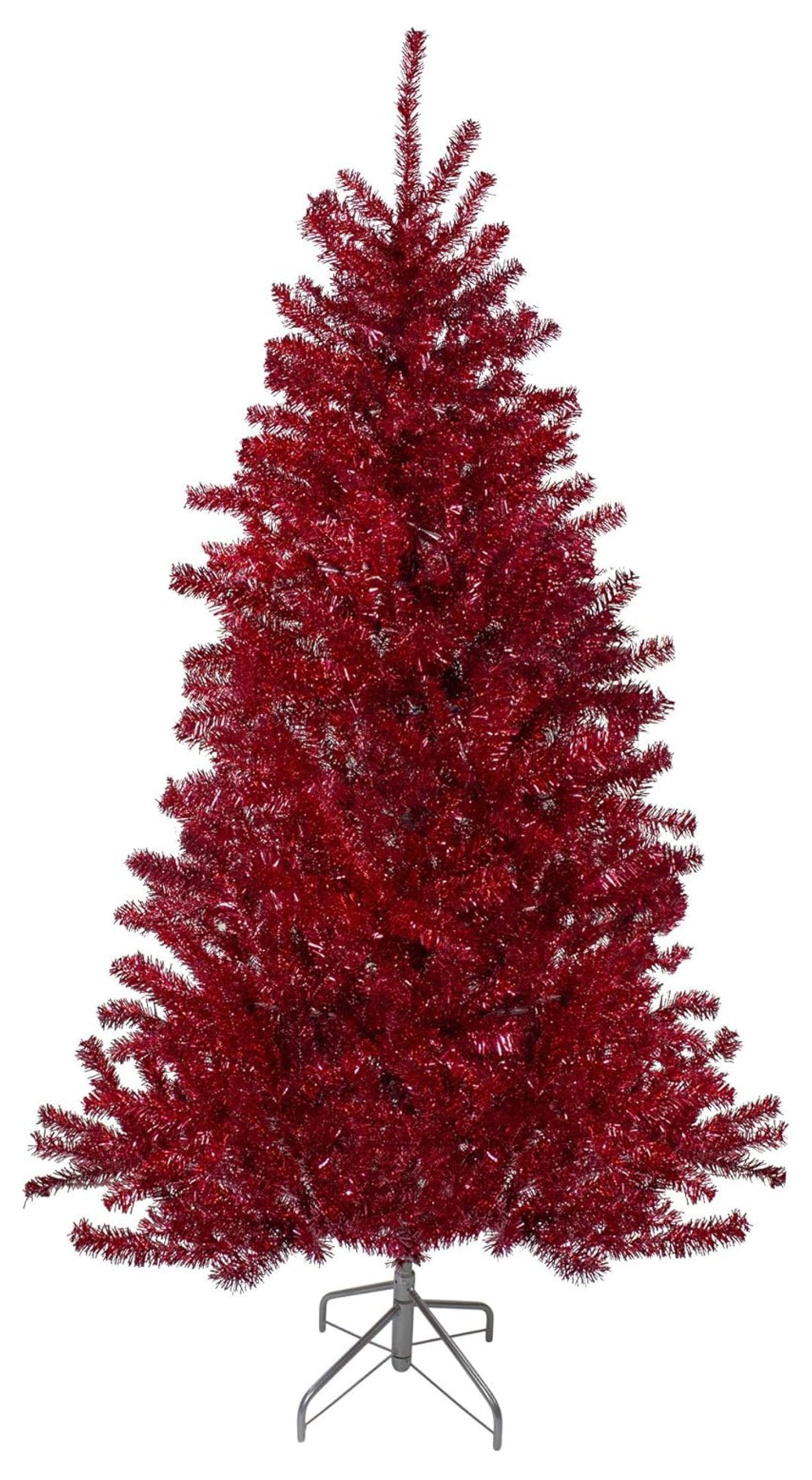 7' Metallic Red Tinsel Artificial Christmas Tree - Unlit - Walmart.com