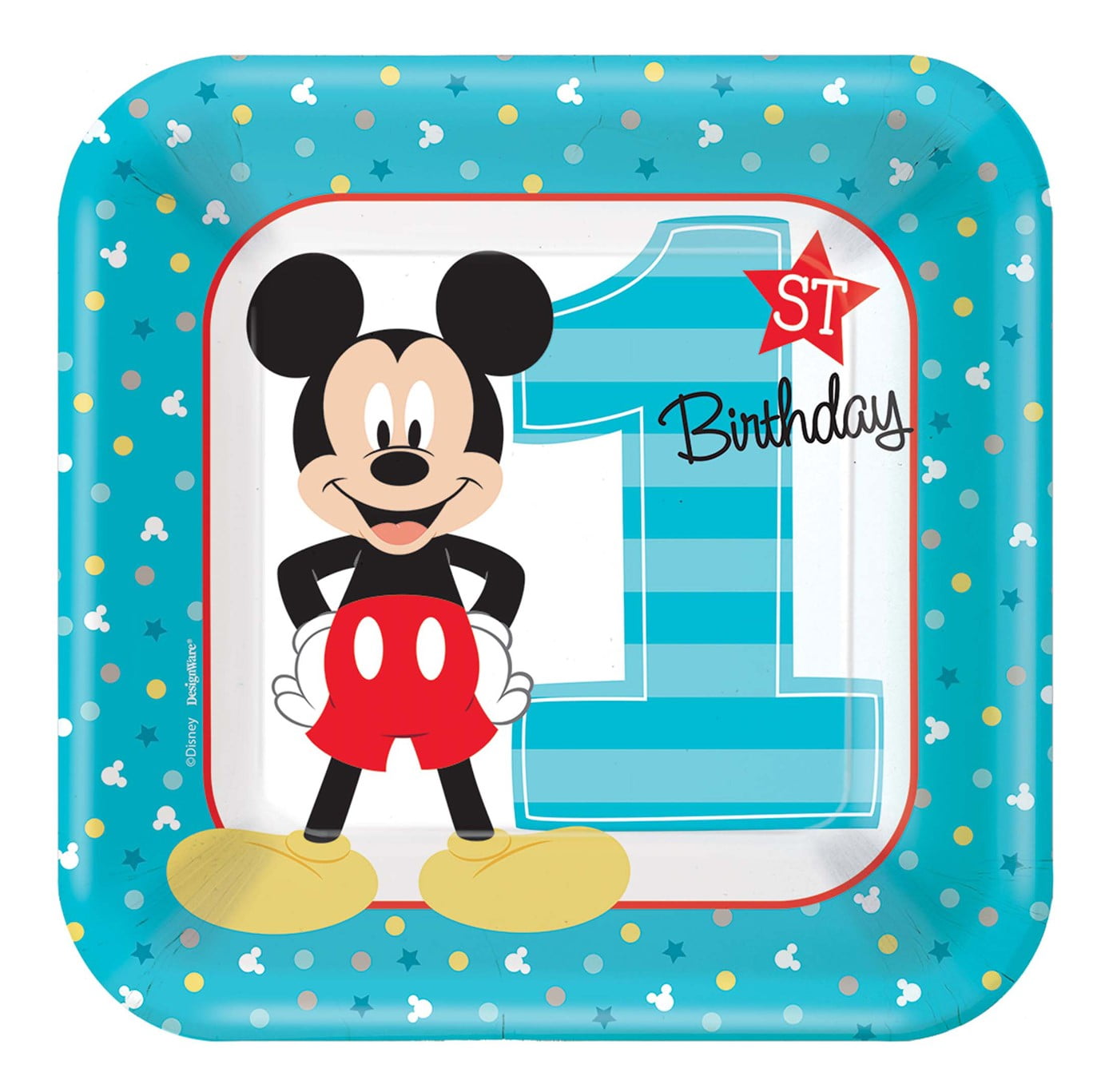 7" Mickey Mouse Square Paper Party Plate, 8ct - Walmart.com