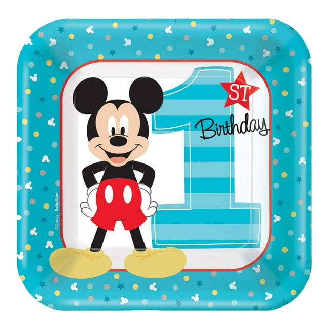 7" Mickey Mouse Square Paper Party Plate, 8ct - Walmart.com