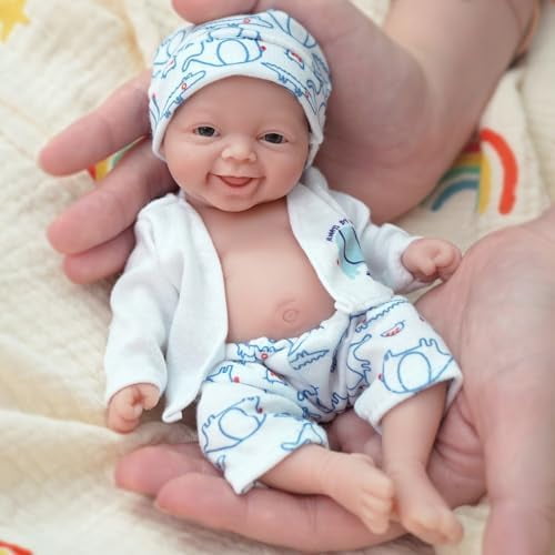 7" Micro Reborn Baby Dolls Silicone Full Body Baby Soft Skin Mini Realistic Newborn Baby Dolls ...