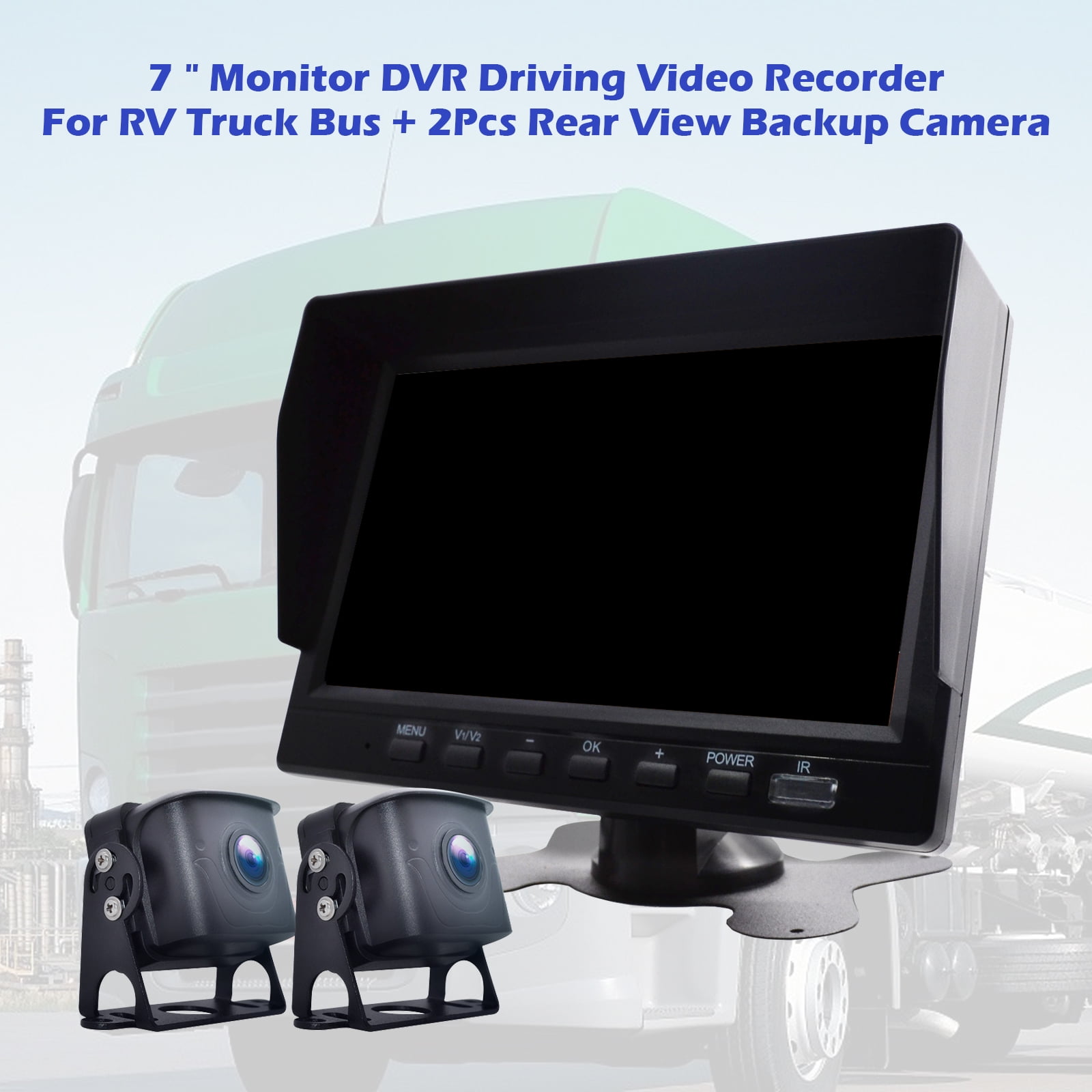 7" Monitor DVR Driving Video Recorder for RV Truck Bus+2 Rear View ...