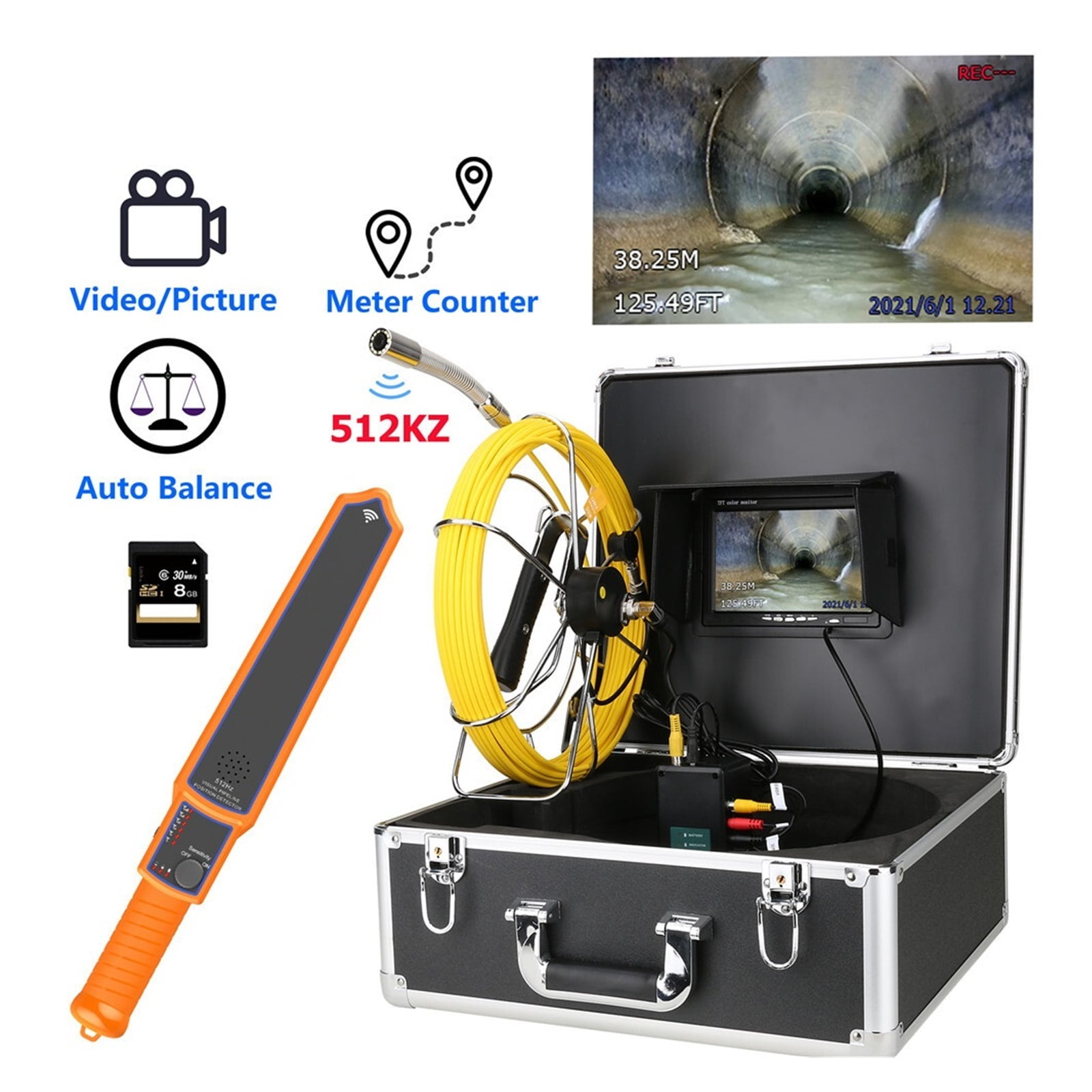 7" Monitor DVR Sewer Pipe Inspection Video Camera With Meter Counter ...