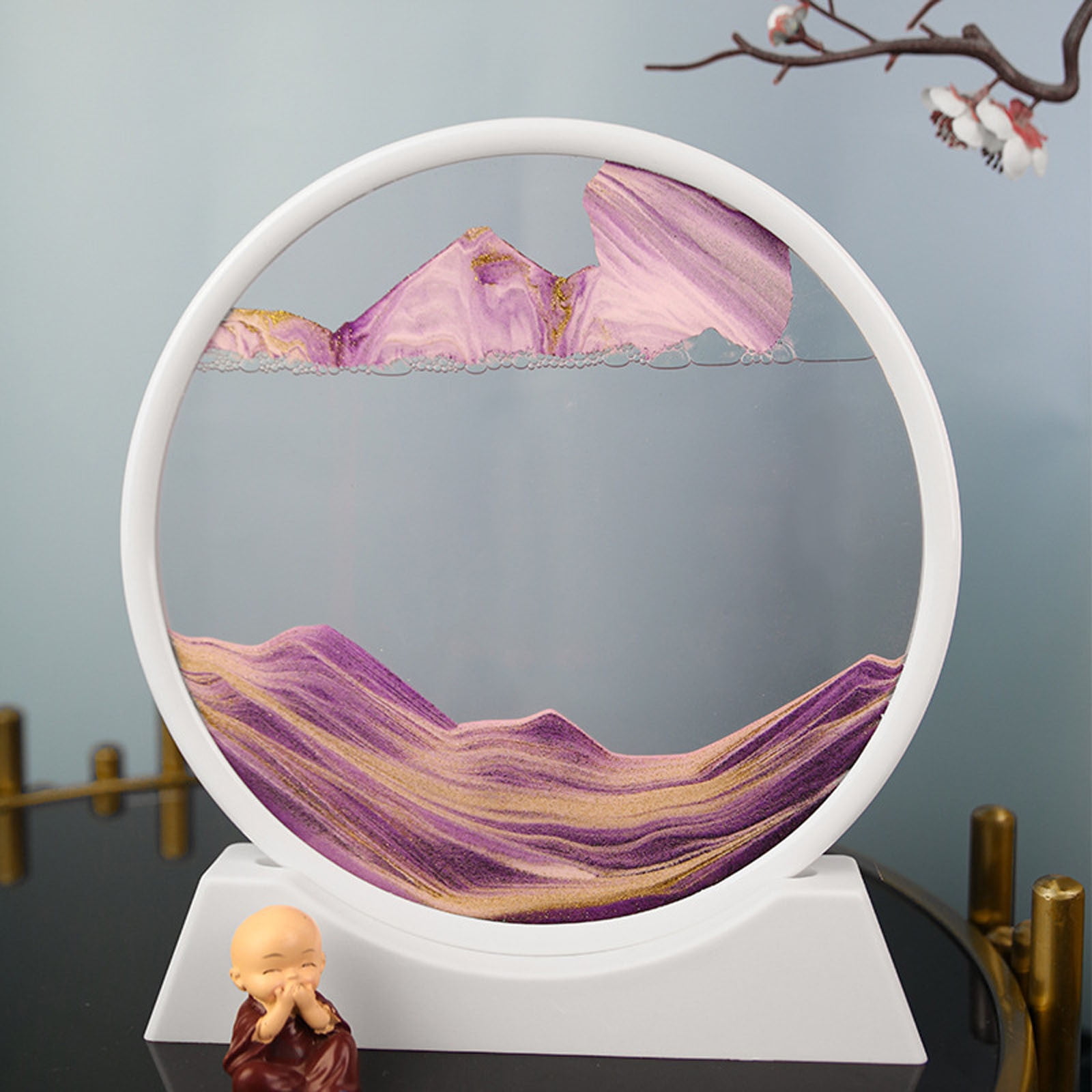 7" Moving Sand Art Hourglass - Flowing Sand Picture Glass Decor with ...