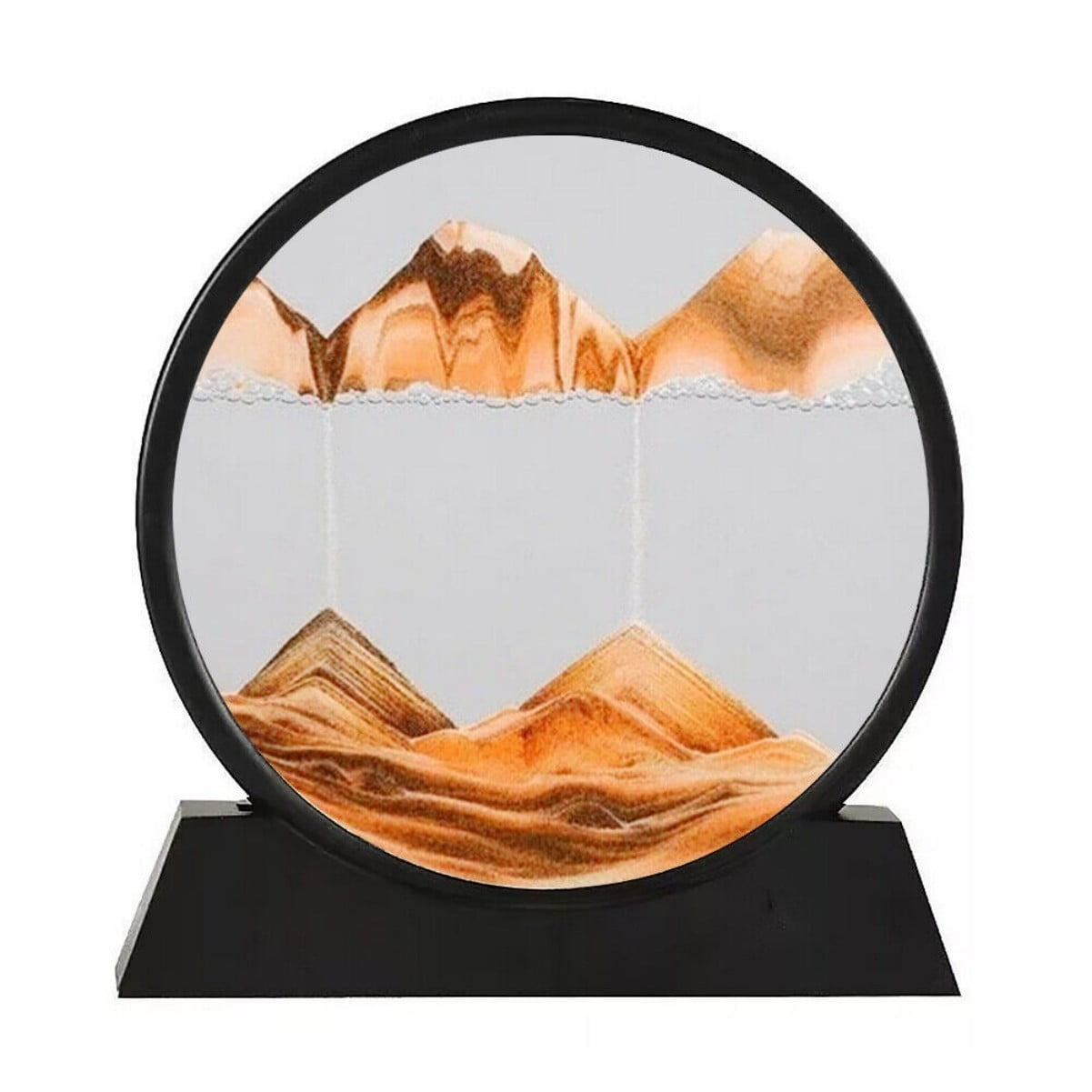7" Moving Sand Painting Round Glass Desktop 3D Sandscape Home Deco Gift ...