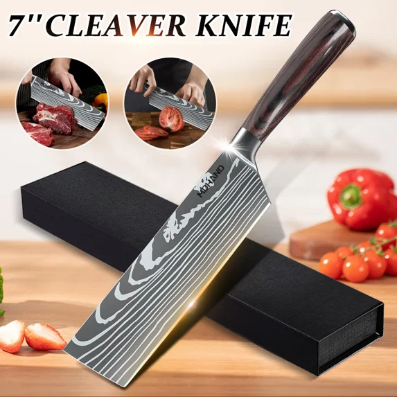 7" Nakiri Knife Kitchen Chef'S Knife Damascus Laser Stainless Steel ...