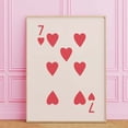 7 Of Hearts Print Cute Red Card Print Retro Wall Art Trendy Playing ...