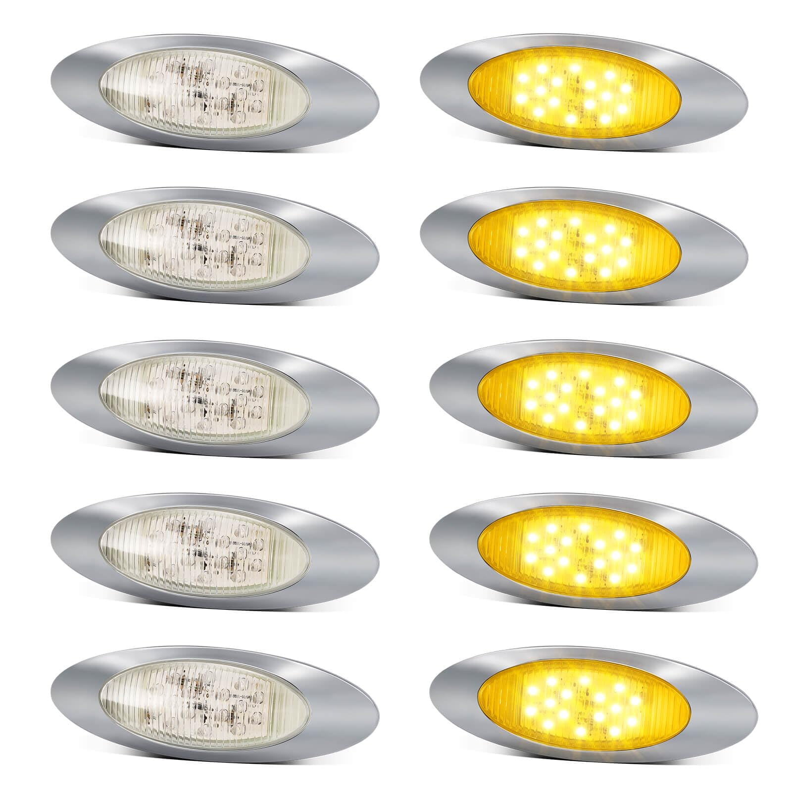 7" Oval Amber LED MMF7 Marker Lights 16 LEDs Clearance Lights with ...