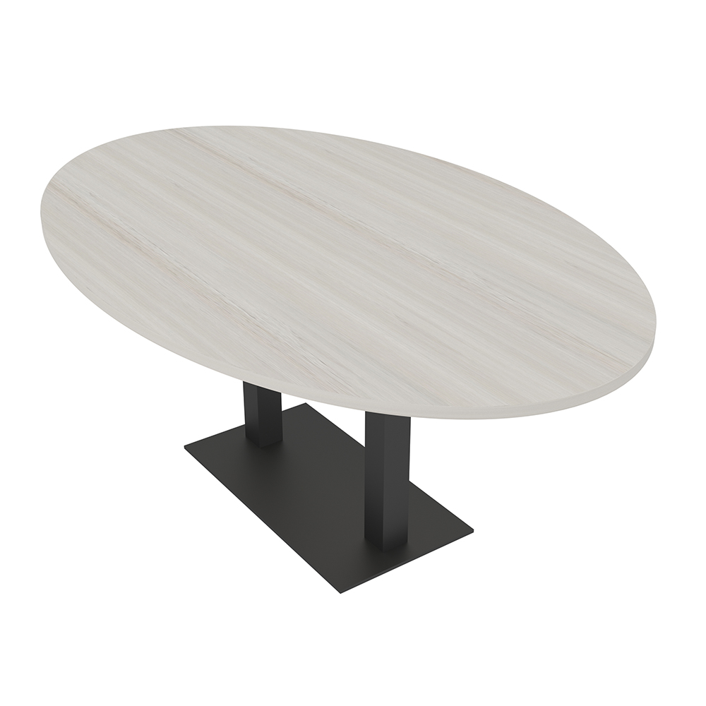 7' Oval Conference Room Table With Square Metal Base Power And Data ...