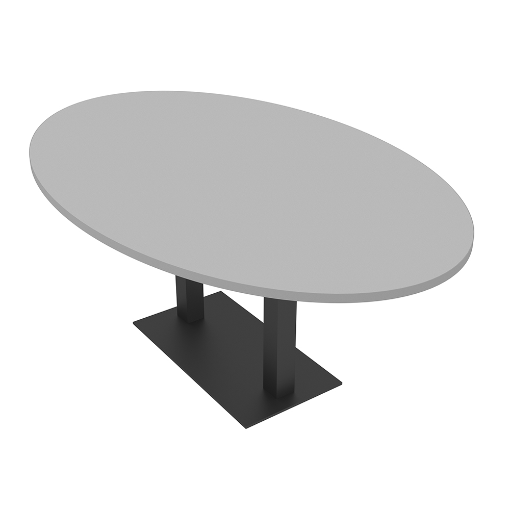 7' Oval Conference Room Table With Square Metal Base Power And Data ...