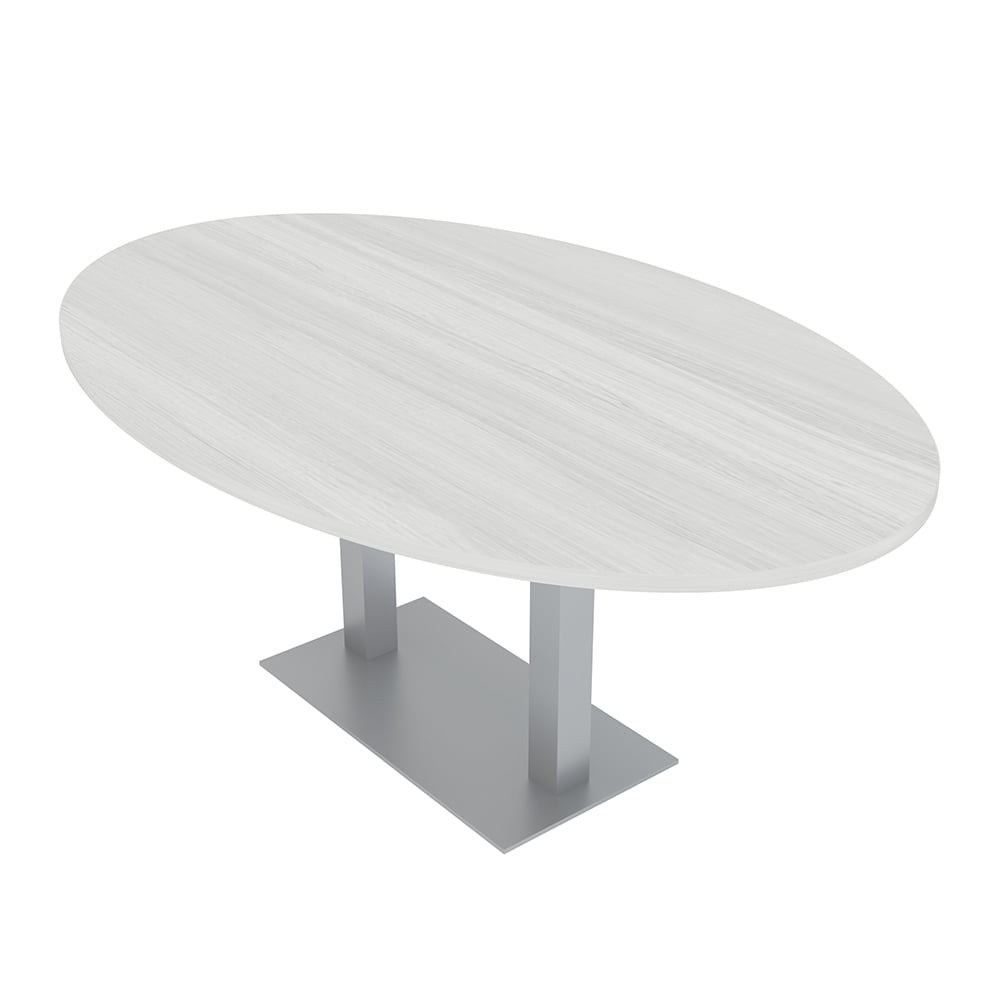 7' Oval Conference Room Table With Square Metal Base Power And Data ...