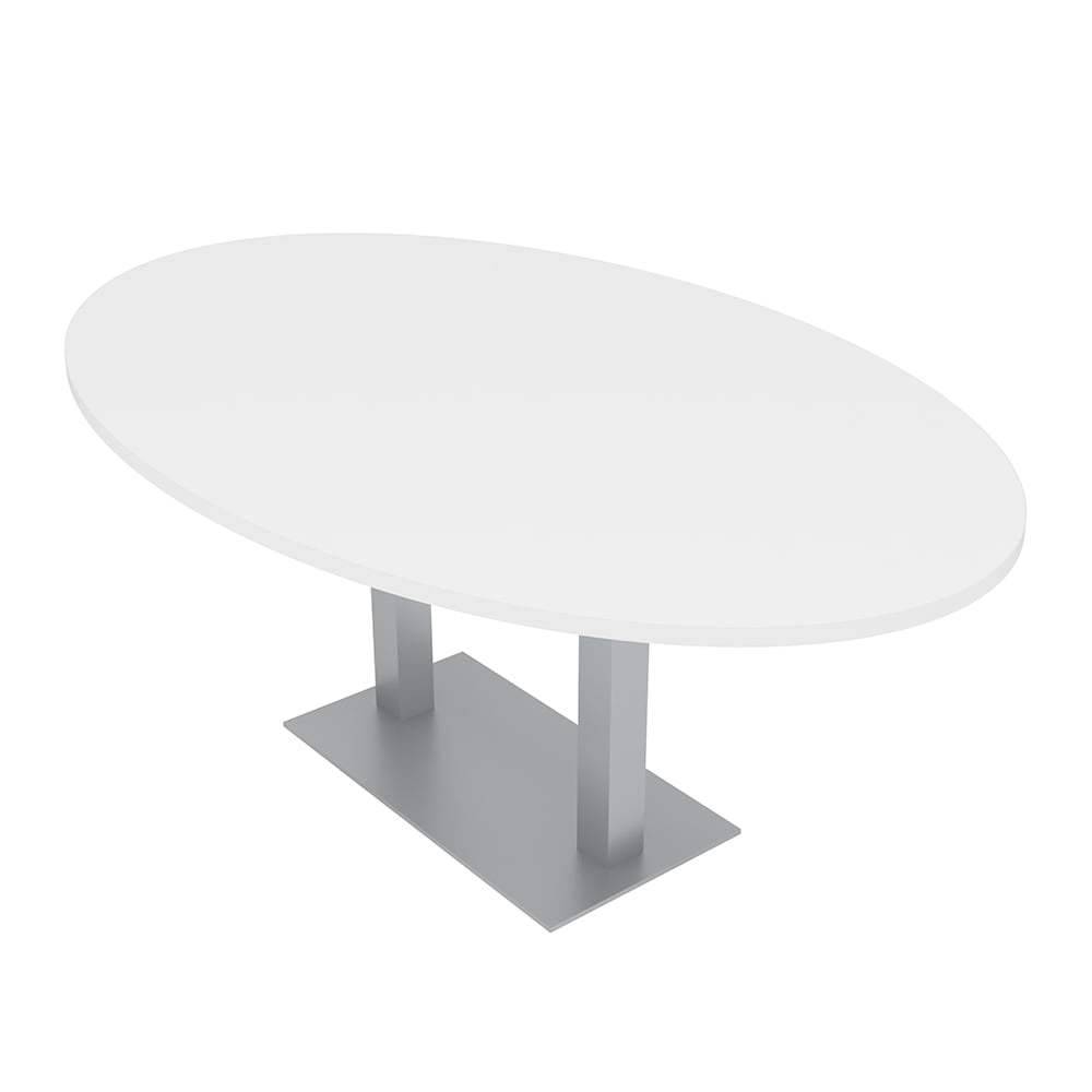 7' Oval Conference Room Table With Square Metal Base Power And Data ...