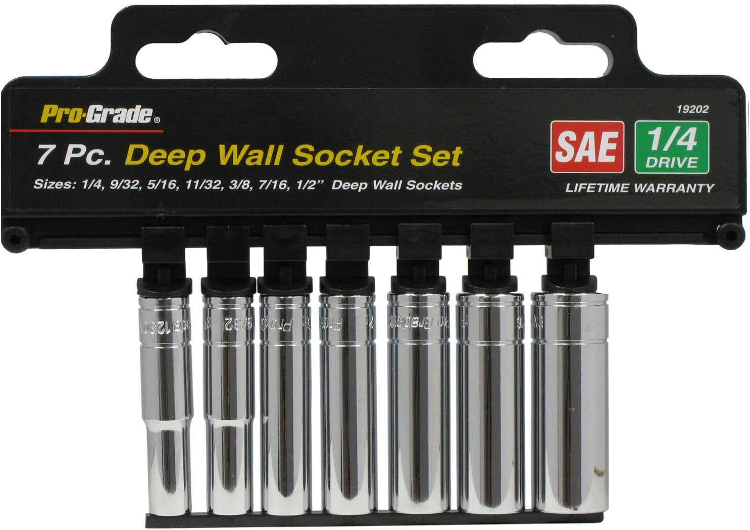 7 PC. 1/4" DR. SAE DEEP SOCKET SET W/RAIL - Walmart.com