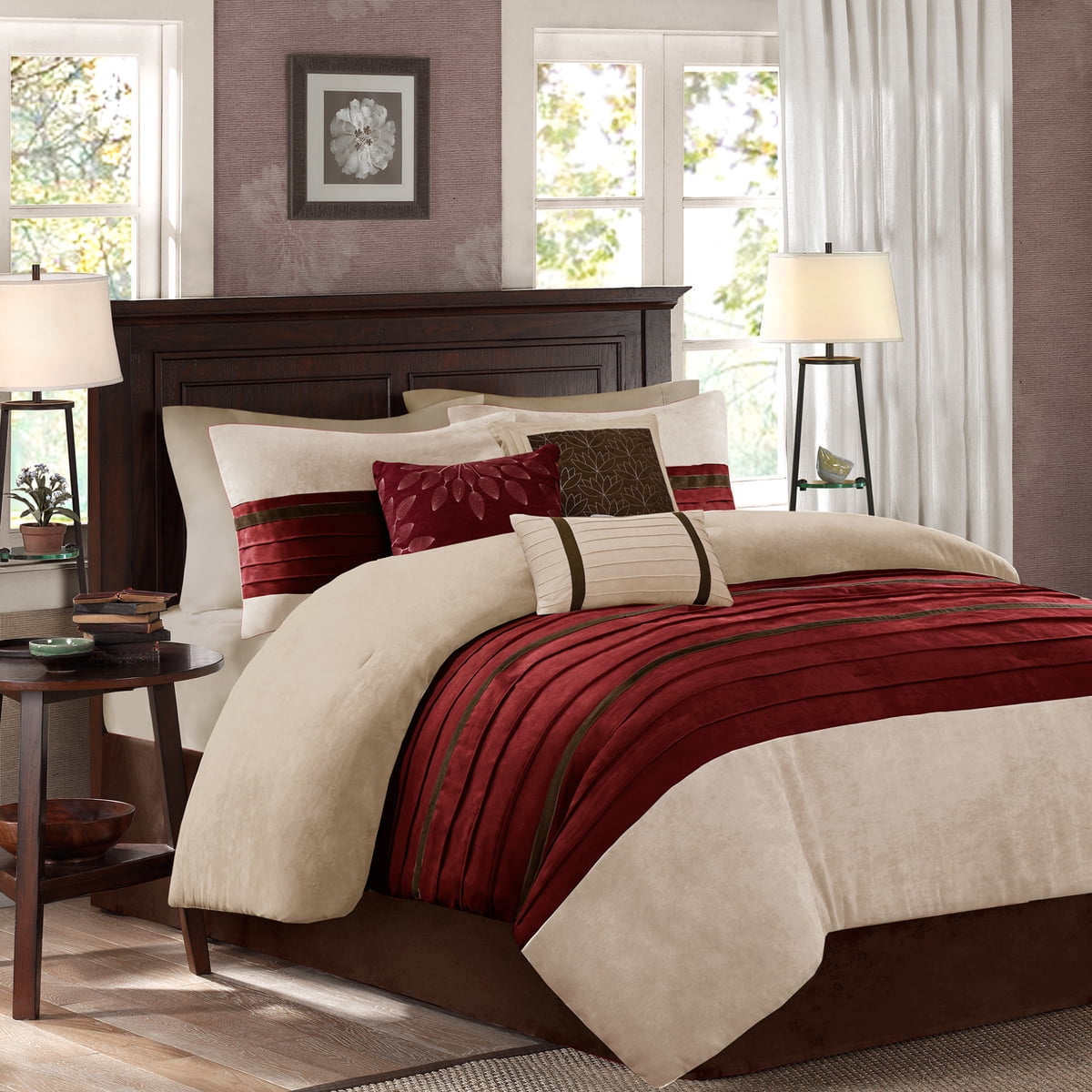 7 PC Pieced Faux Suede Comforter Set Red Queen - Walmart.com