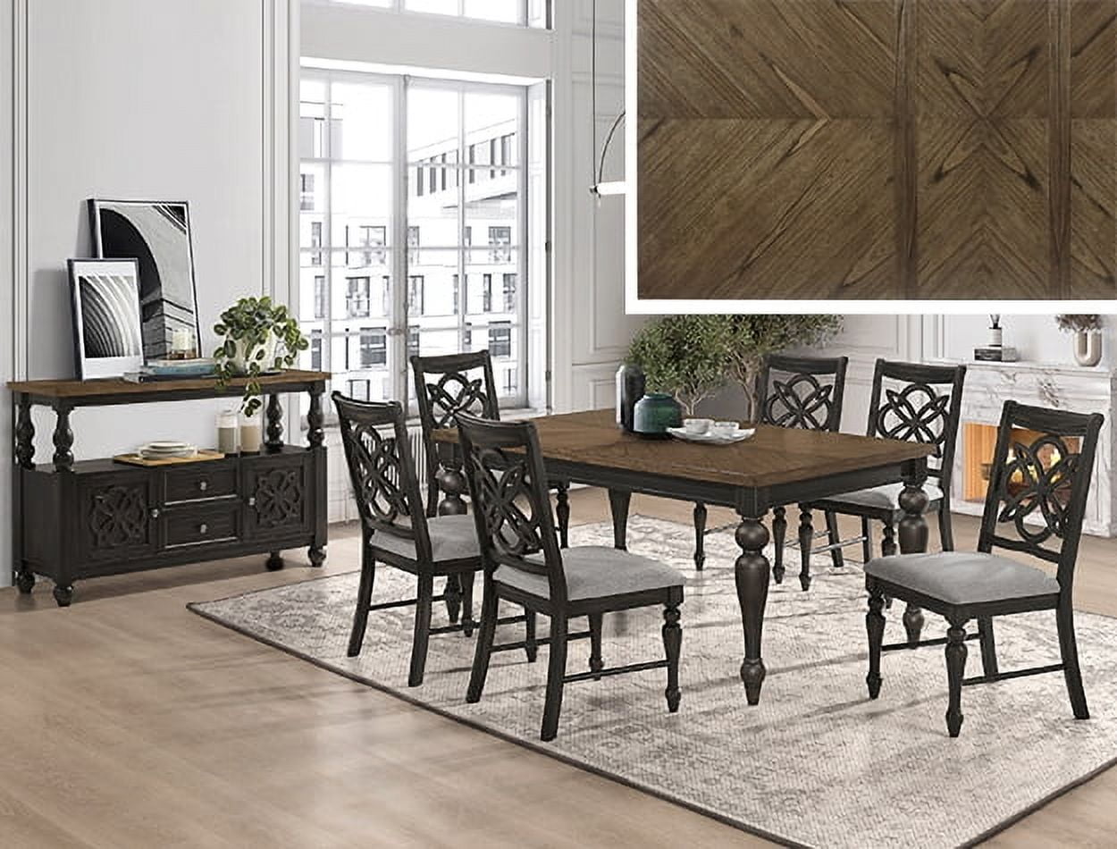 7 PC Rustic 2 Tone Dining Room Table And Chairs Set in Nutmeg ...