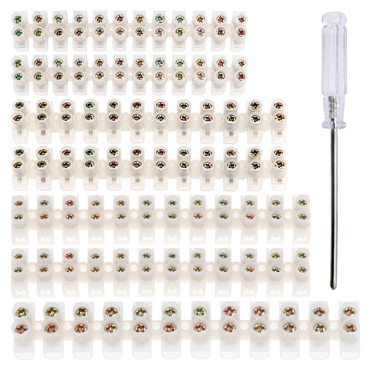 7 PCS 3A/6A/10A/20A Terminal Block Strip, Dual Rows Terminal Block, 12 ...