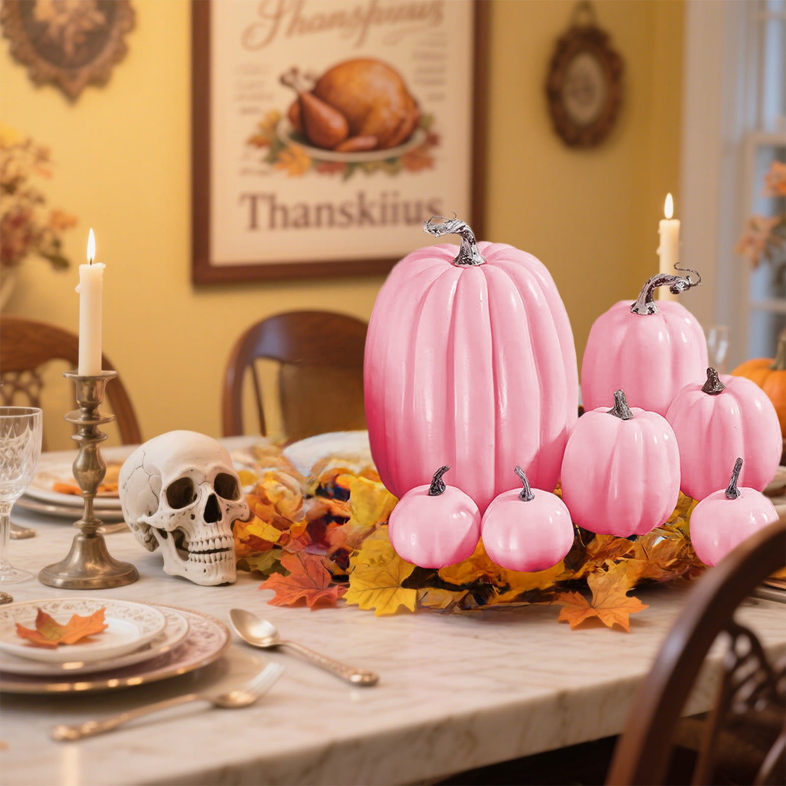 7 PCS Artificial Lifelike Simulation Mixed Pumpkins for Decorating ...