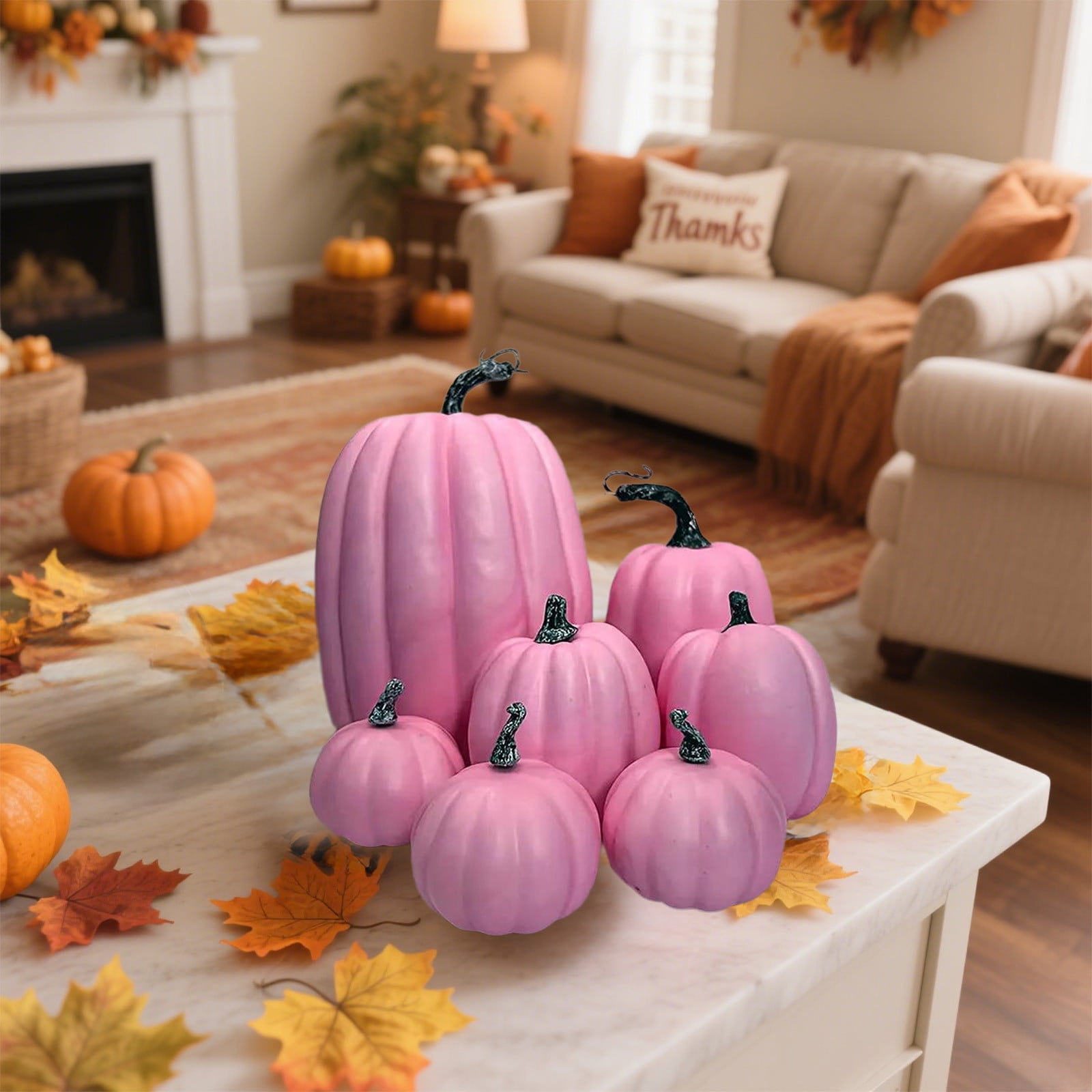 7 PCS Artificial Lifelike Simulation Mixed Pumpkins for Decorating ...
