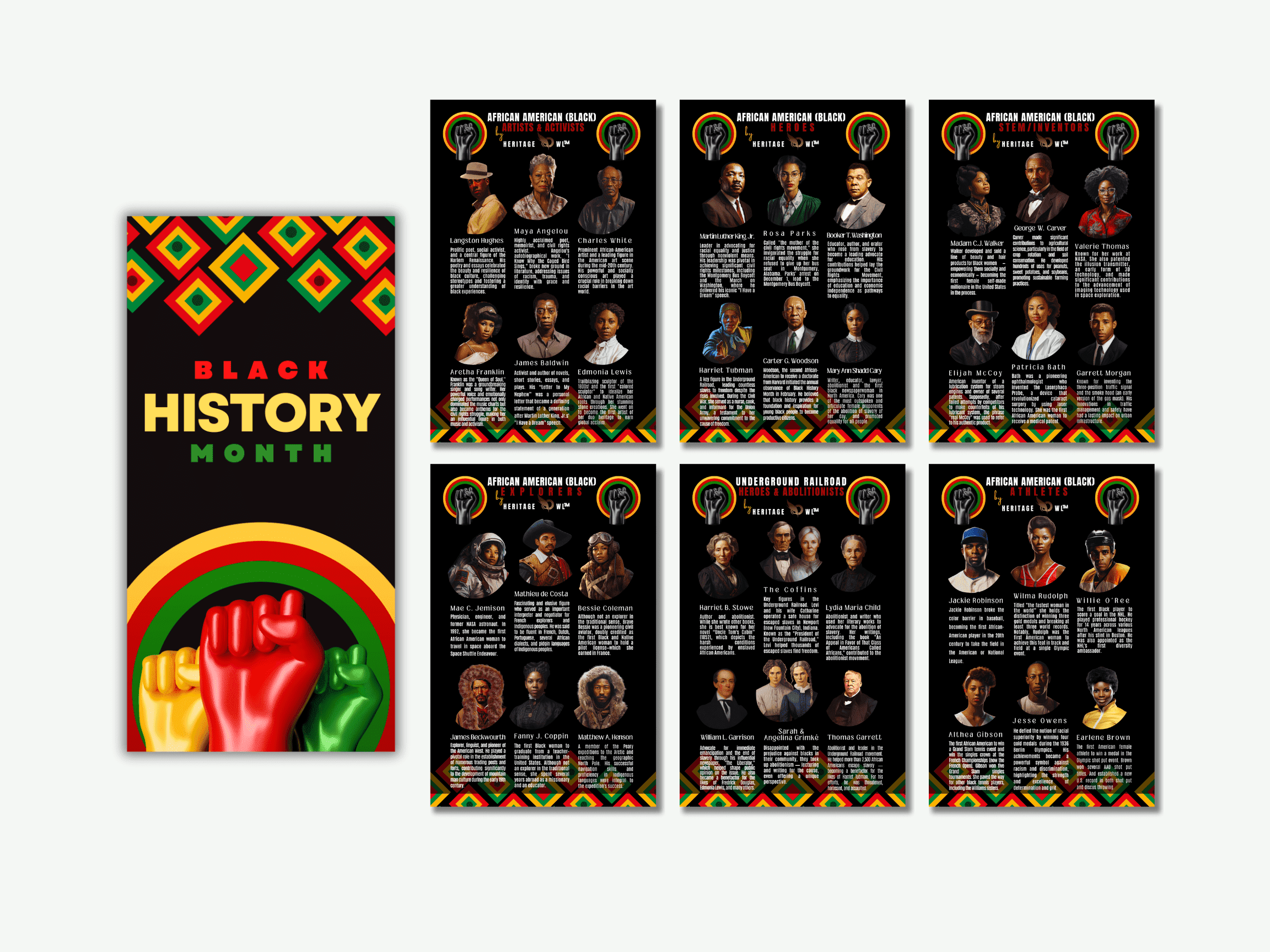 7-PCS Black History Month Educational Posters & Banner Bundle Ft ...