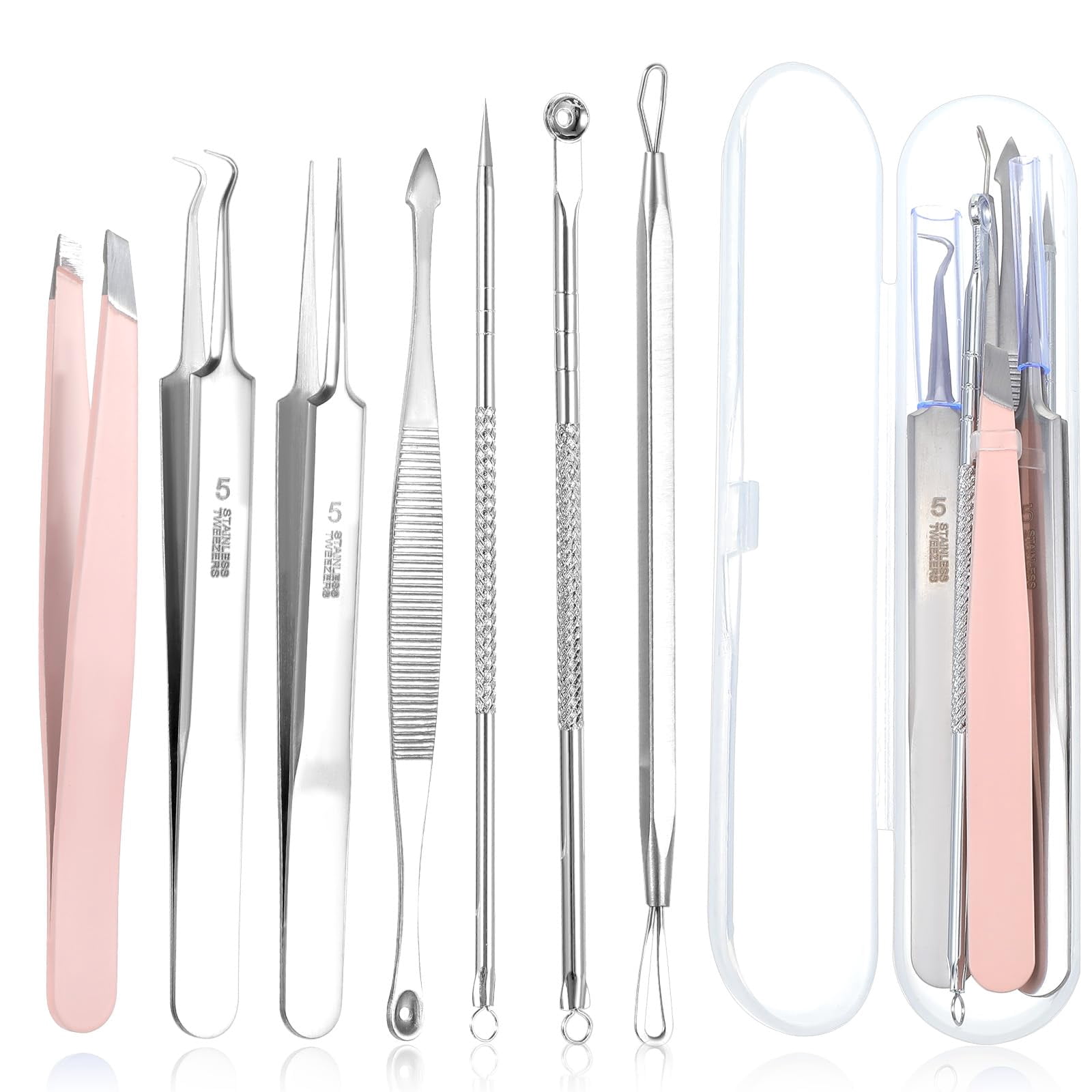 7 Pcs Blackhead Remover Dhf10 Tool Kit Blackhead Tweezers And Ingrown