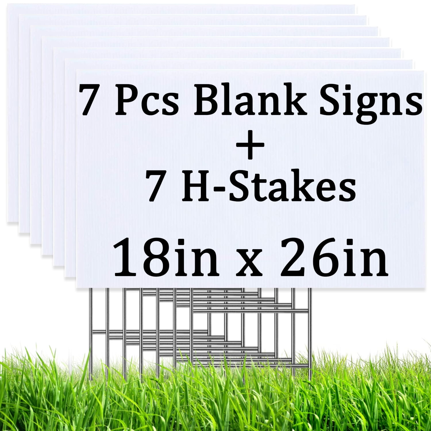 7 PCS Blank Yard Signs with H Metal Stakes, 18 x 26in Corrugated ...
