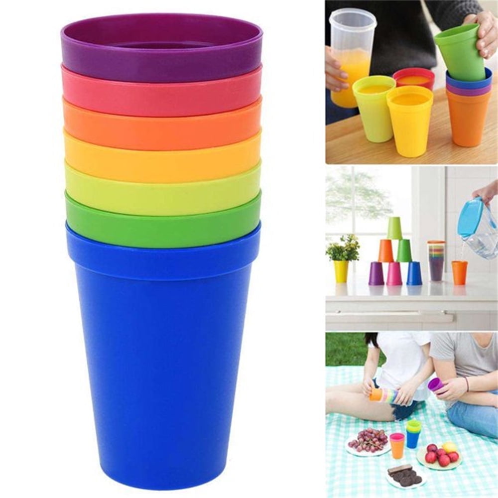 7 PCS Colorful Plastic Cups- Picnic Cups, Travel Portable Cups, Casewin ...