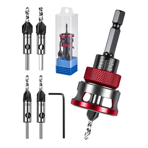7 PCS Countersink Drill Bits Set, 4PCS Four-Flute HSS M2 Tapered and ...