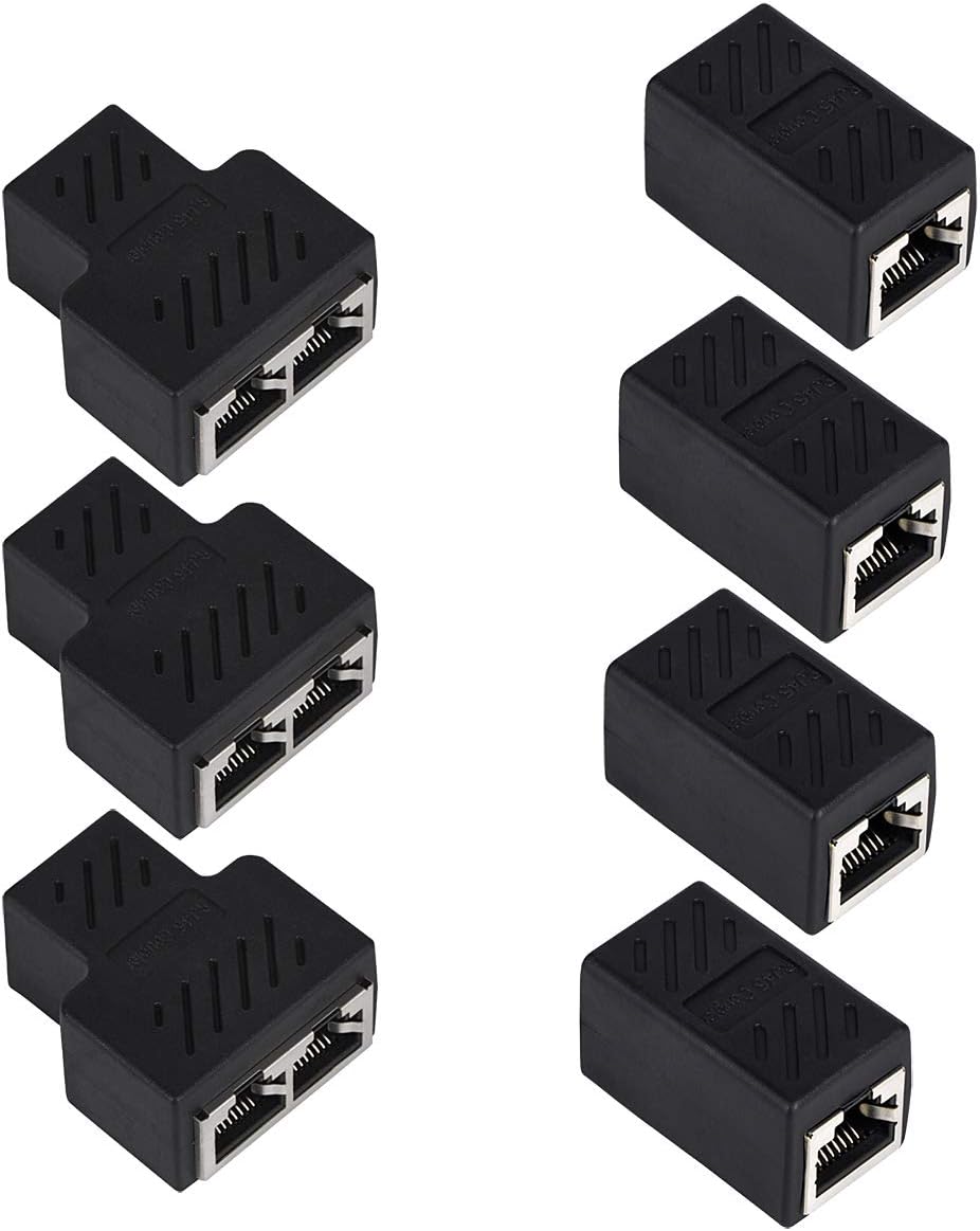 7 PCS Ethernet Splitter, RJ45 Splitter Connectors Adapter 1 to 2 ...
