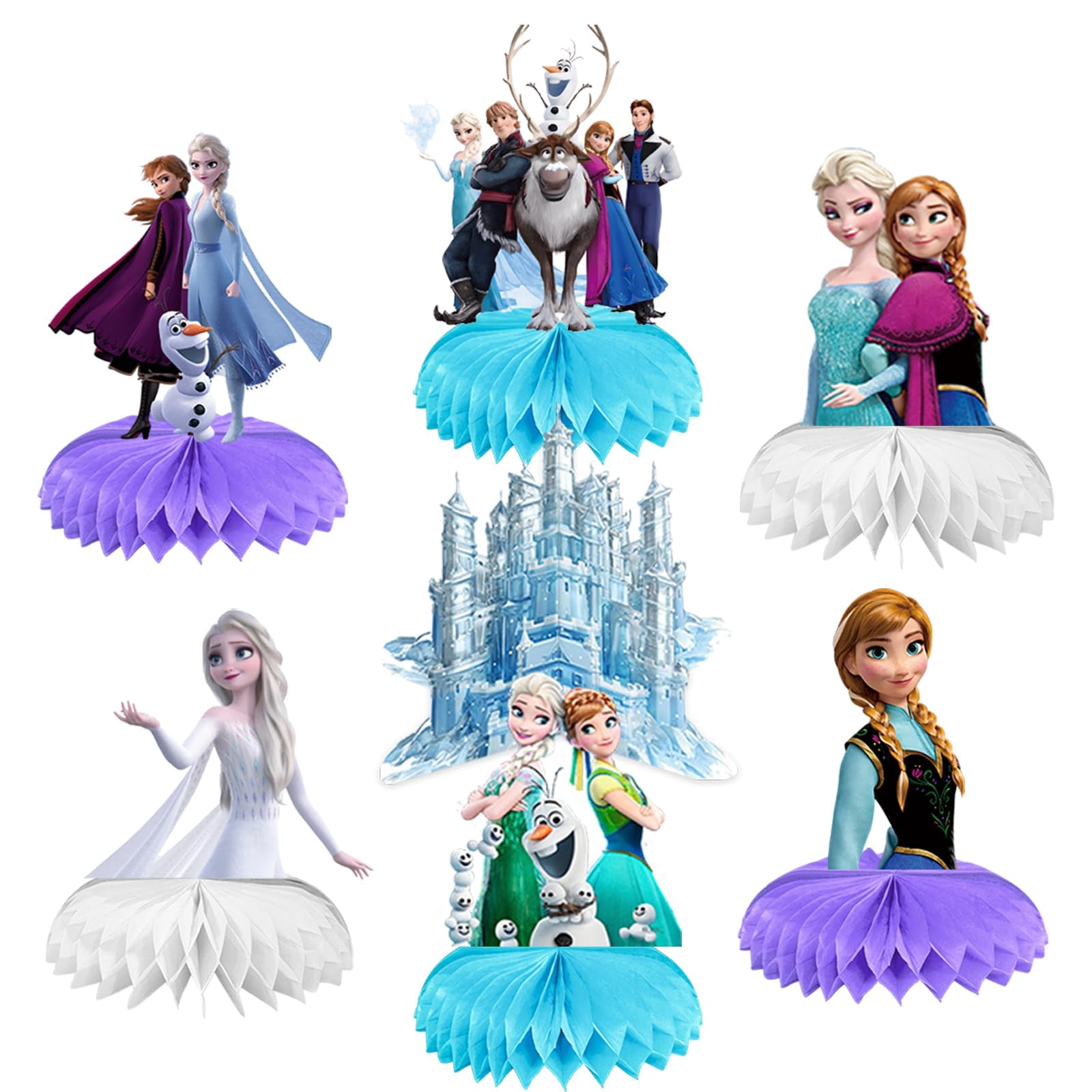 7 PCS Frozen Honeycomb Centerpieces Set Frozen Double Sided Table ...