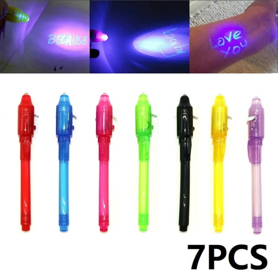 7 PCS Invisible Ink Pen with Light Invisible Pen Magic Pen Highlighter ...