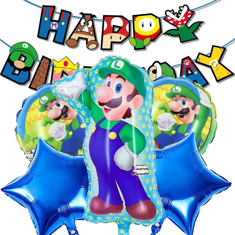 7 PCS Luigi Balloon Mario Balloon Game theme Birthday Party Balloon ...