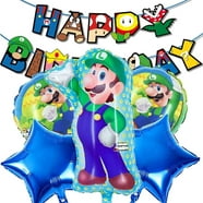 5 PCS 23 Inch Luigi Balloons Mario Star Balloons Mario Mushroom Balloon ...