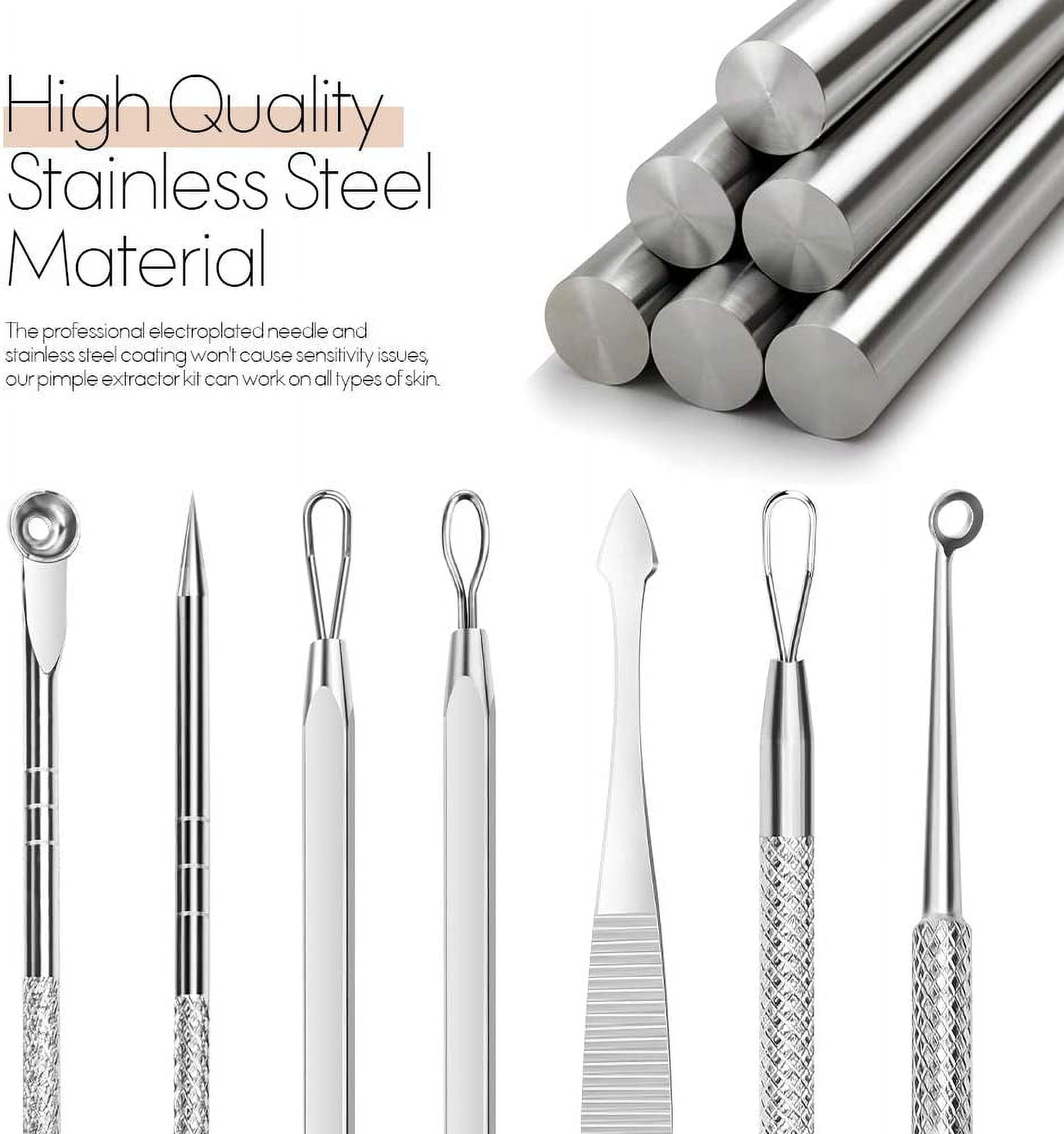 7 PCS Pimple Popper Tool, Stainless Steel Pimple Extractor Blackhead ...